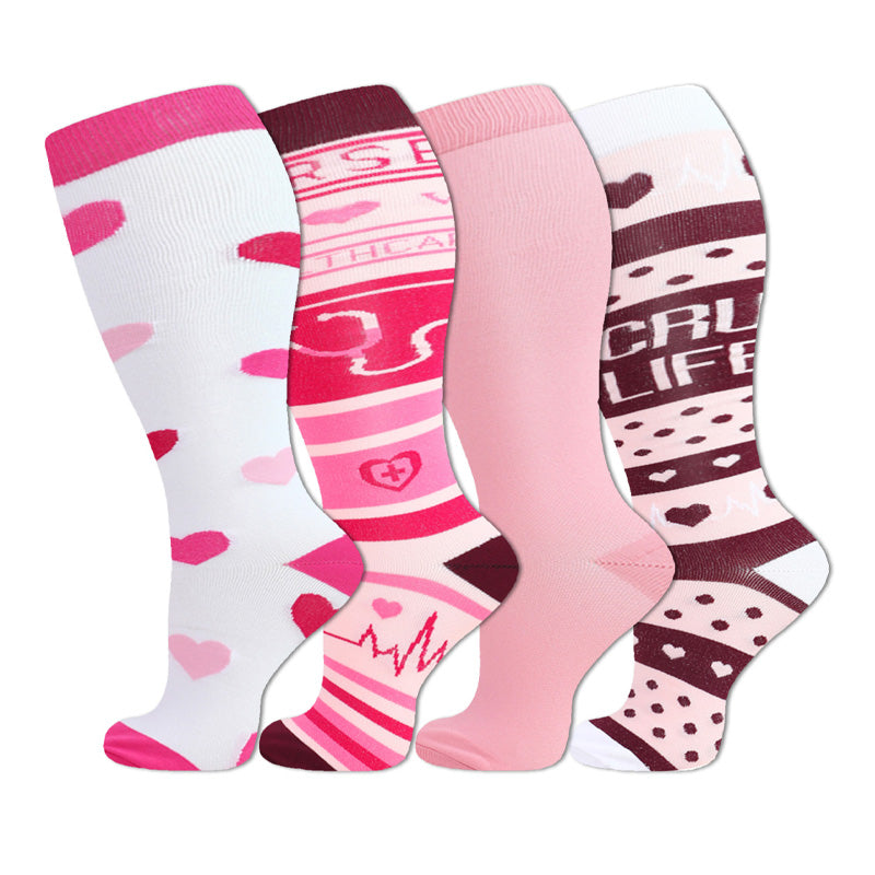 4 Pairs Plus Size Doctor-Stethoscope Series Compression Socks – ISUNIE